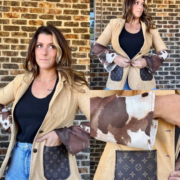 Jackets & Coats | 10 Custom Louis Vuitton Blazer With Cow Print Bell ...